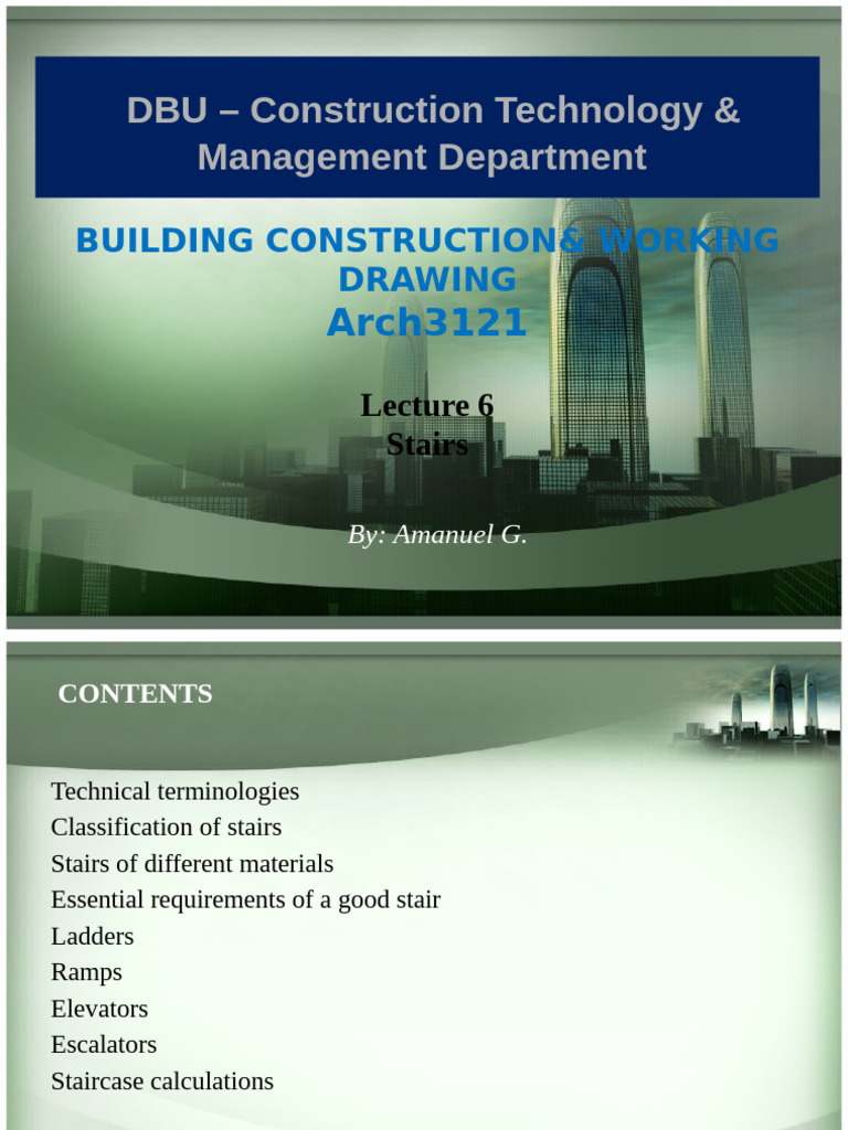 6 Building Construction Stairs-1 | PDF | Stairs | Elevator