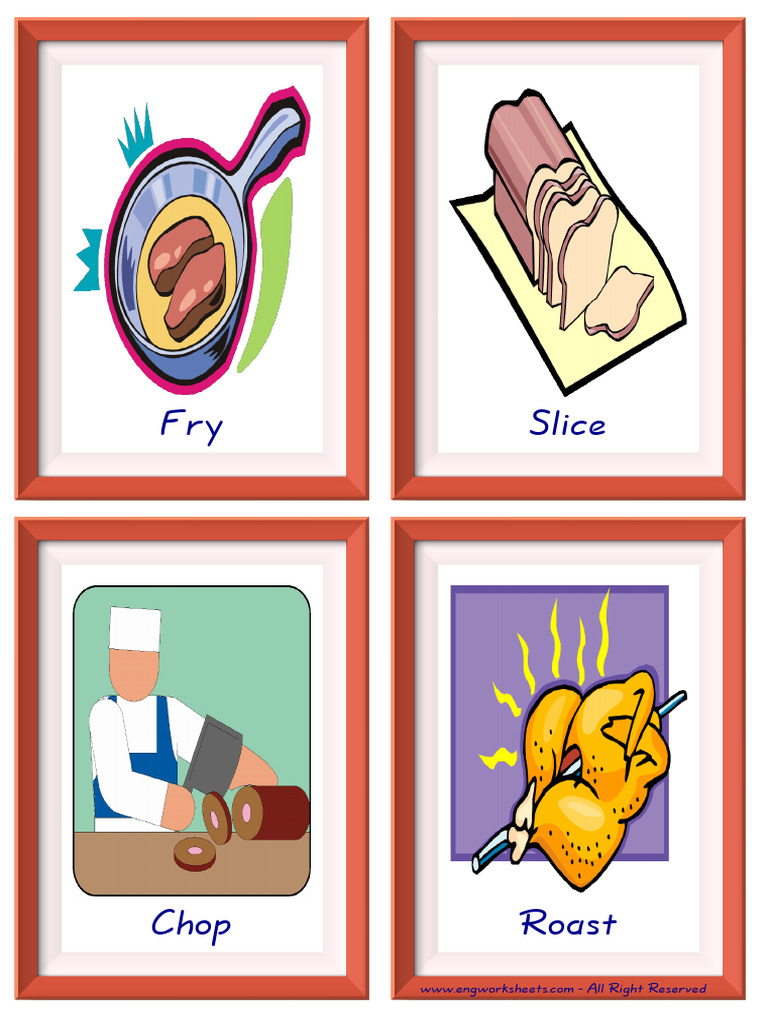 Cooking Verbs ESL Little Flashcards Vocabulary For Kids and New Learner ...