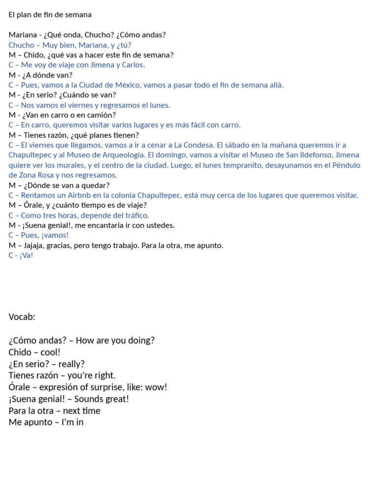 Conversación para Practicar Role Play de Viajes | PDF