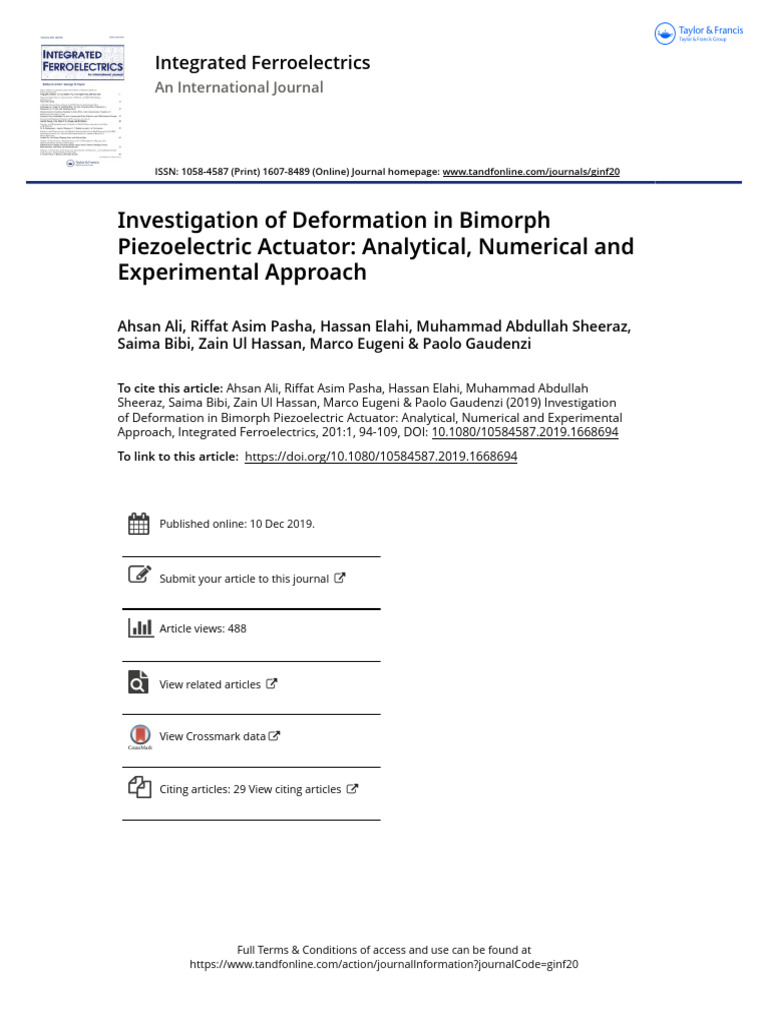 Investigation of Deformation in Bimorph Piezoelectric Actuator ...