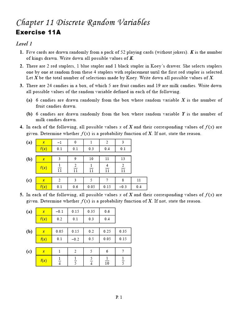 Chp11 Discrete Random Variables | PDF | Probability Distribution ...