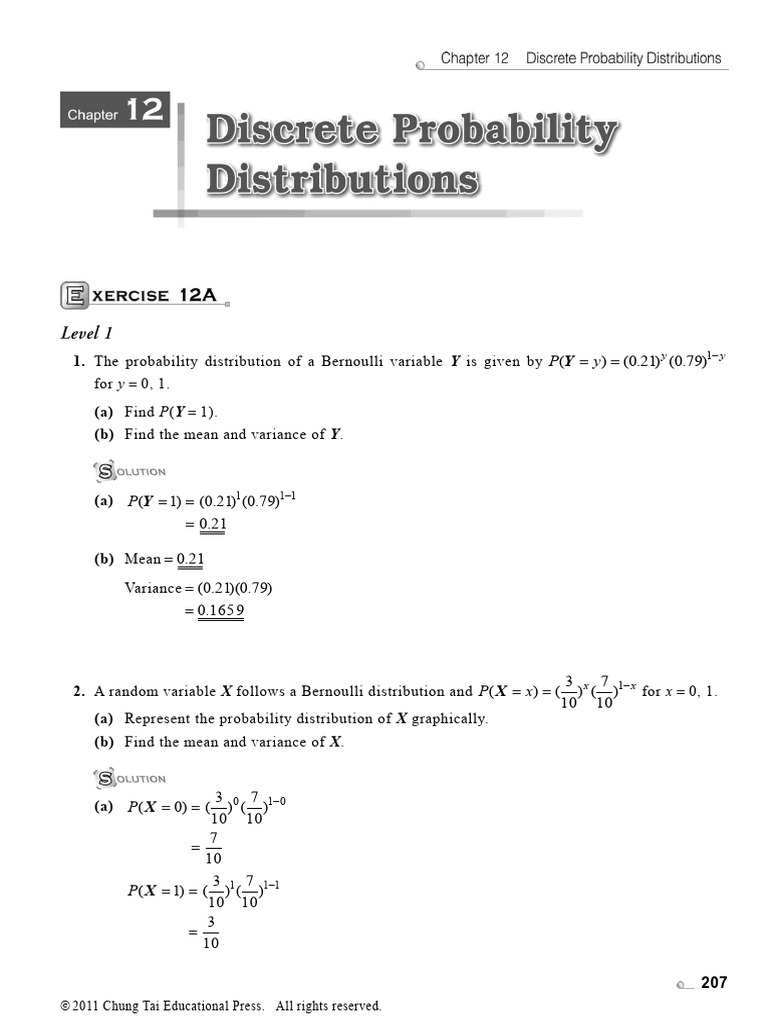 Chp12 Discrete Probability Distribution (Ans) | PDF | Variance ...