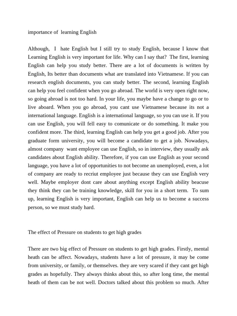 Benefits of Learning English for Success | PDF