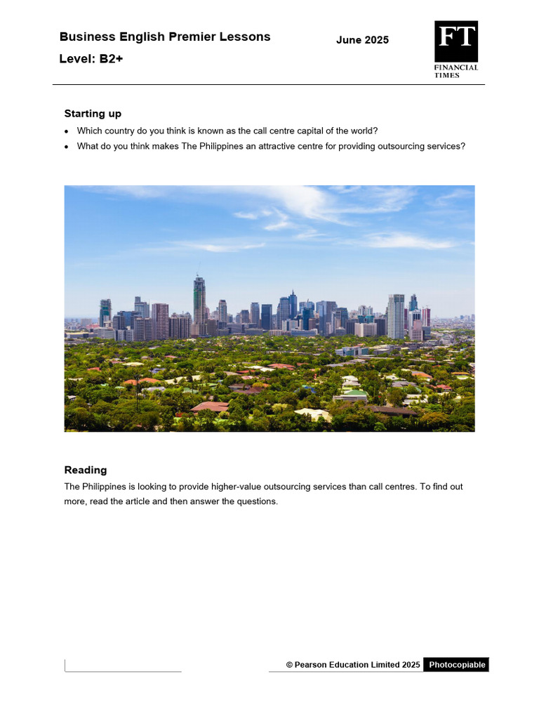Business English Premier Lesson B2P June 2025-2 | PDF | Outsourcing ...