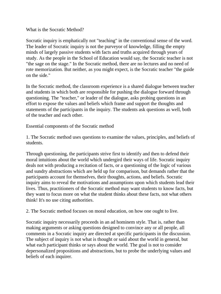 Understanding the Socratic Method | PDF | Socrates | Critical Thinking