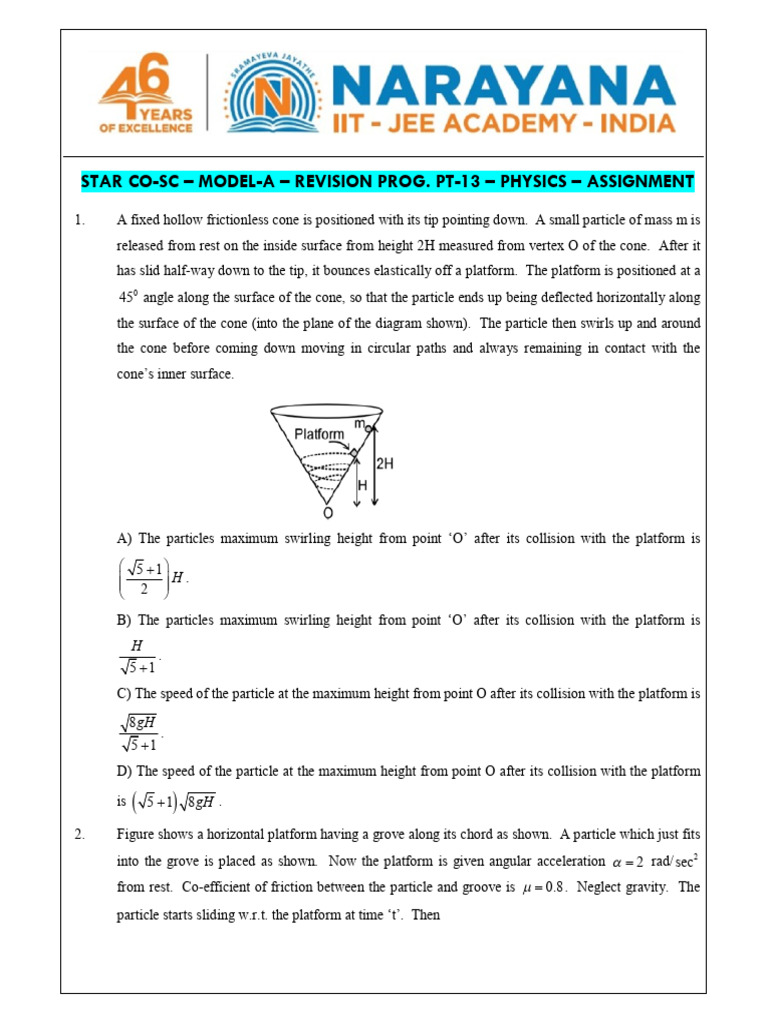 Physics Assignment on Particle Dynamics | PDF | Force | Mass