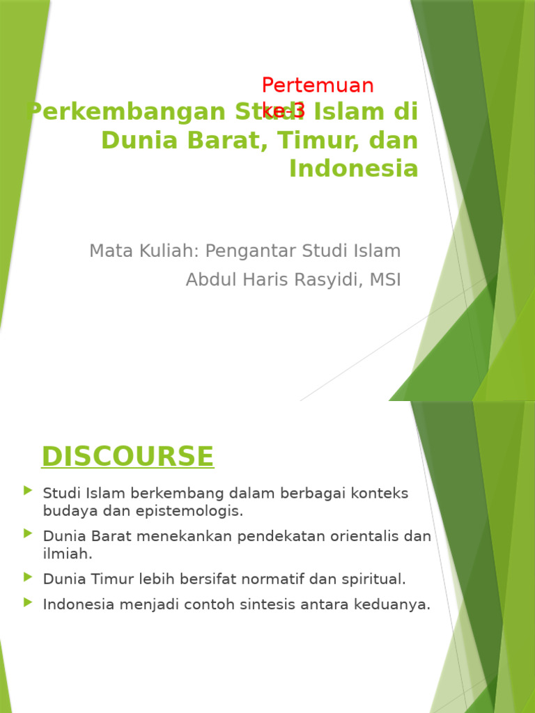 Perkembangan Studi Islam Barat Timur Dan Indonesia | PDF