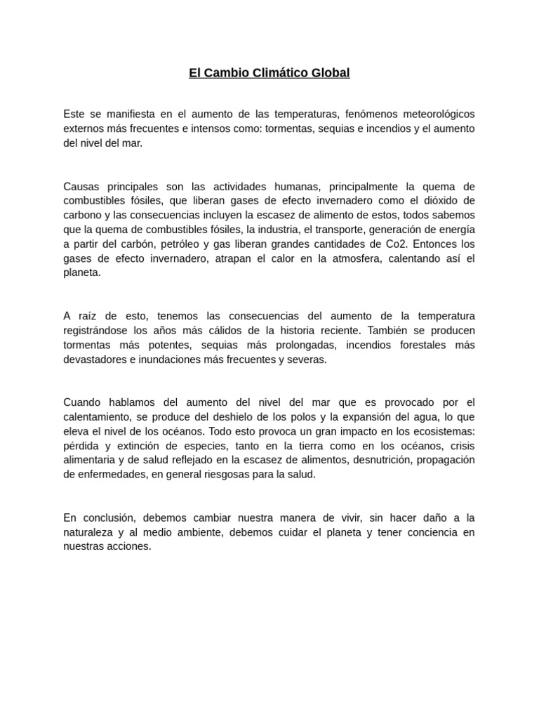 El Cambio Climático Global | PDF