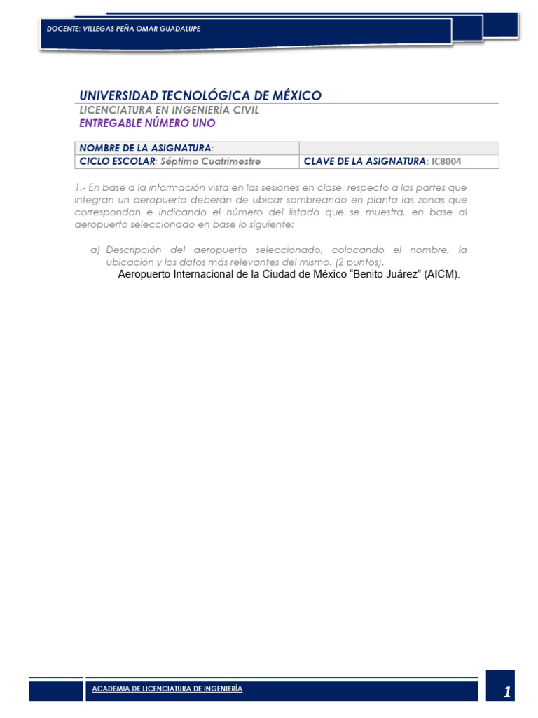 Entregable Número Uno_maya Dominguez Josue Emmanuel | PDF | Aeropuerto | Control de tráfico aéreo