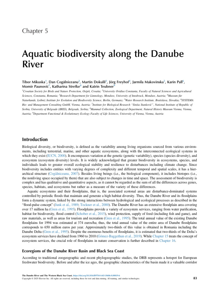 Aquatic Biodiversity Along The Danube River | PDF | Biodiversity ...