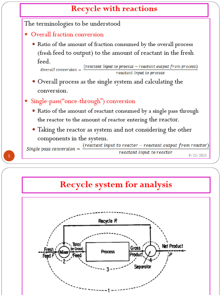Recycle Process in Chemical Reactions | PDF | Methanol | Chemical Reactor