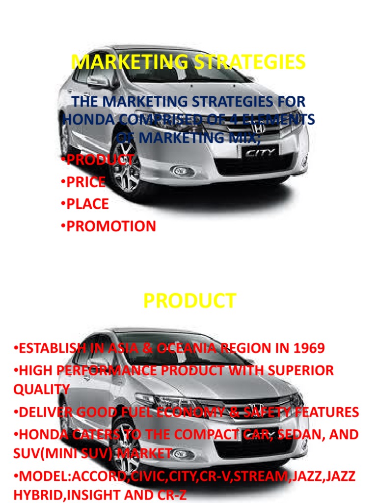 Honda Marketing Strategies Overview | PDF | Business | Finance & Money ...