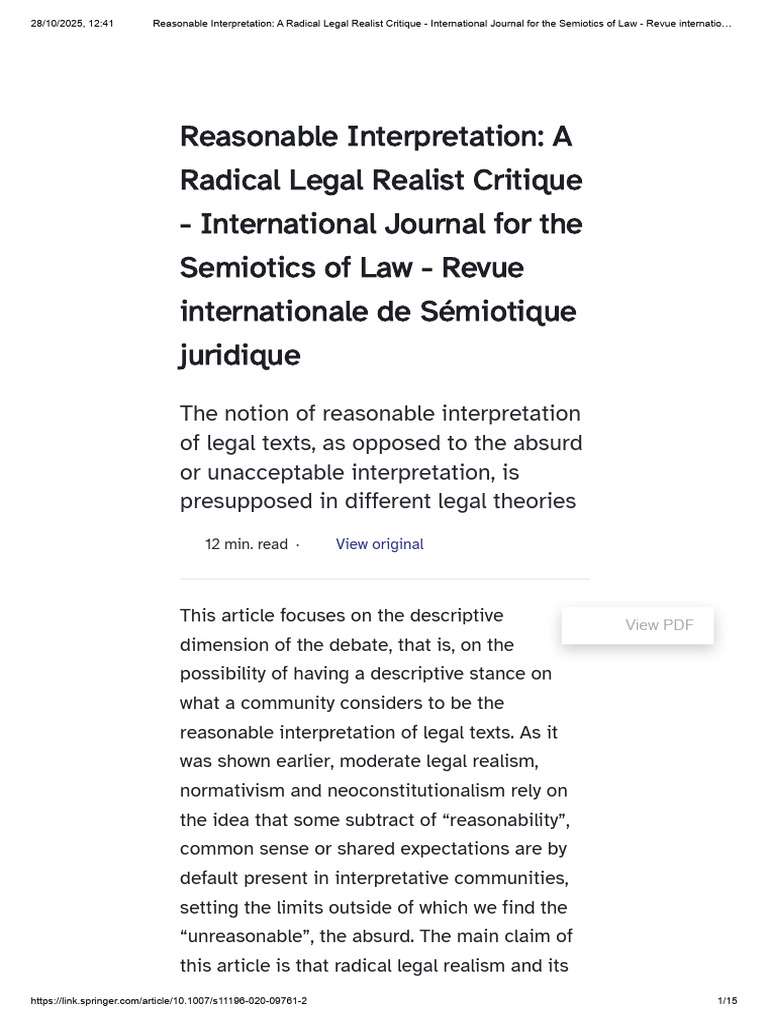 Reasonable Interpretation - A Radical Legal Realist Critique ...
