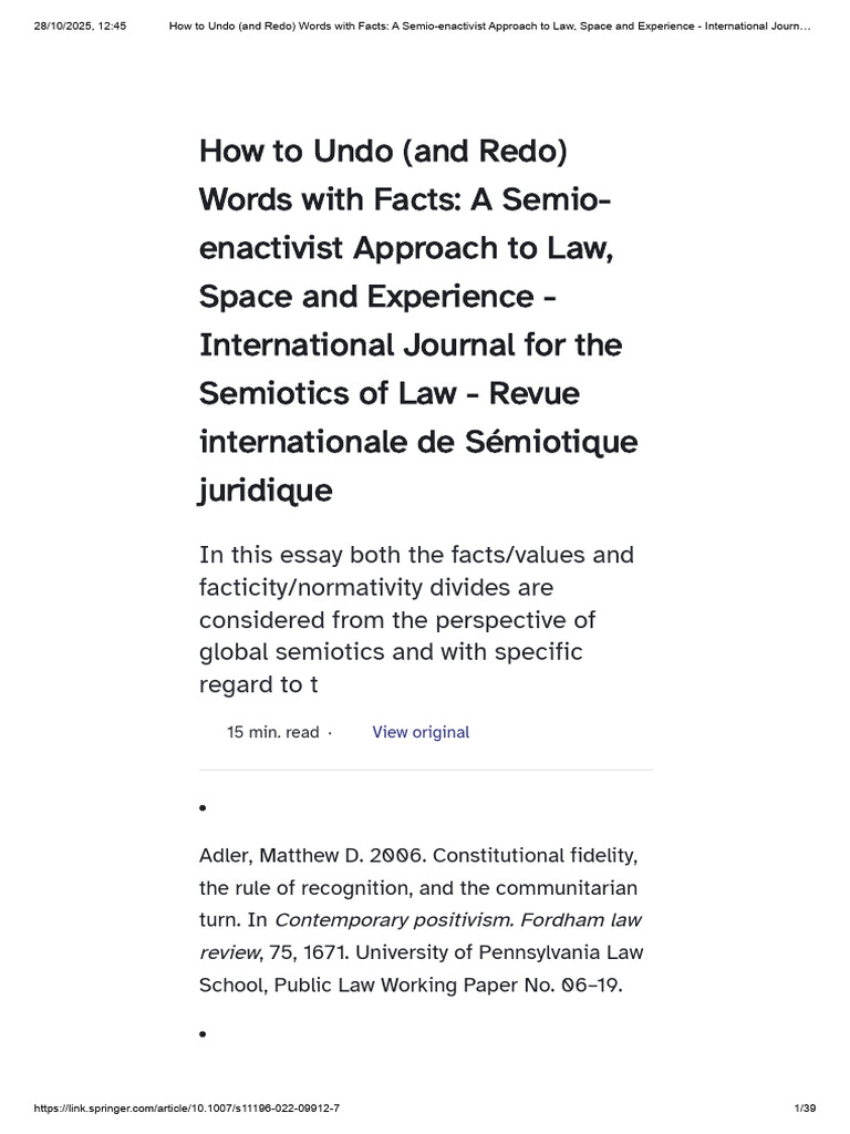 Semio-Enactivist Law Analysis Guide | PDF | Pragmatism | John Dewey