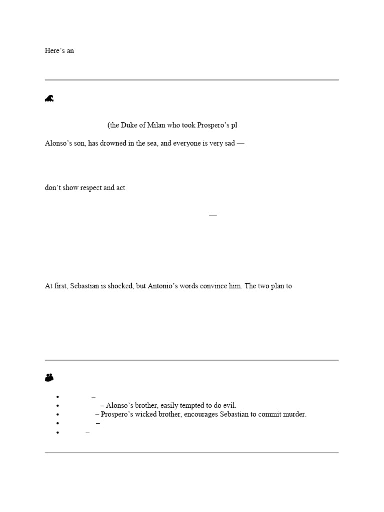 Antonio and Sebastian's Dark Plot | PDF