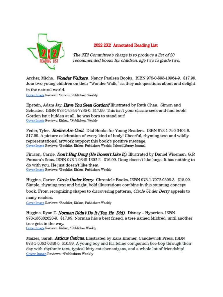 2022 Annotated Reading List 2x2 1 | PDF