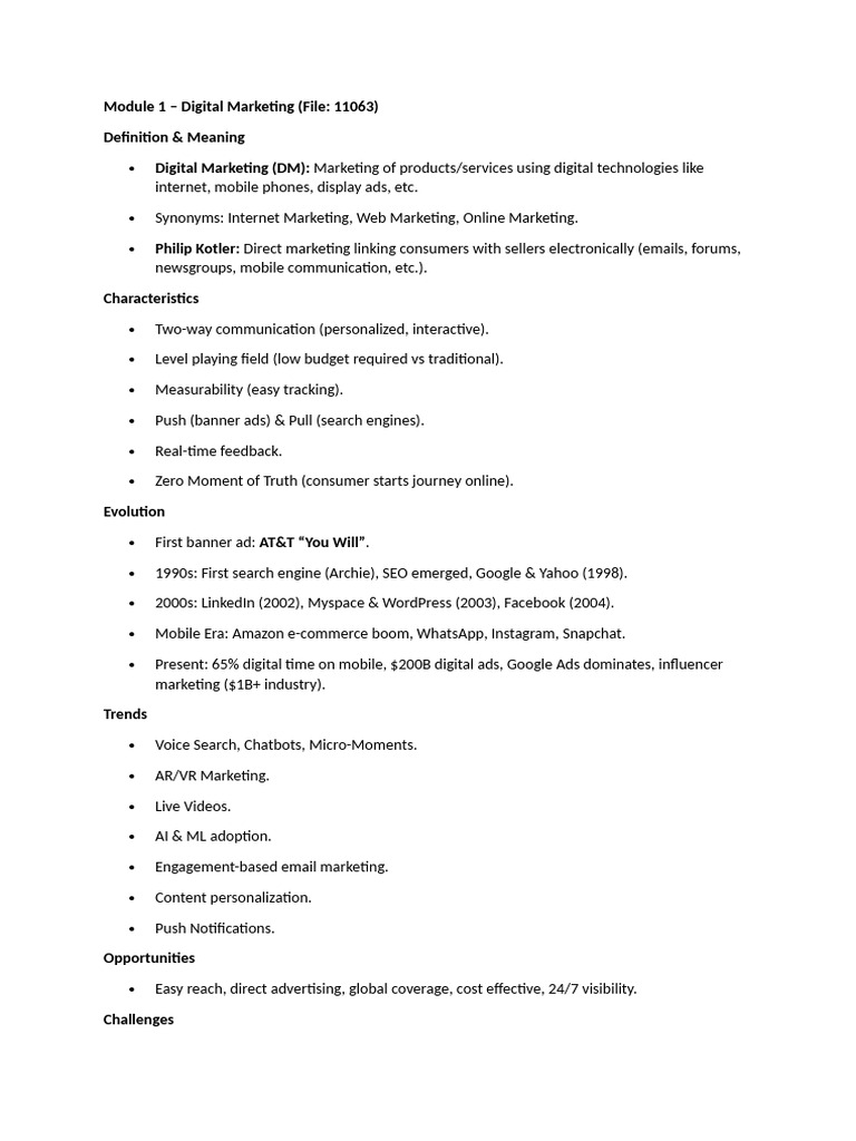 Digital Marketing Notes - 1 | PDF | Search Engine Optimization ...