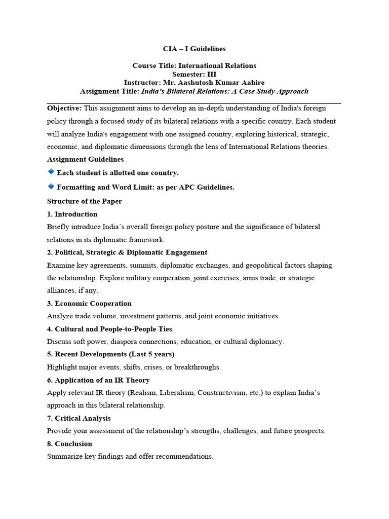 III A & B IR CIA I Assignment Brief | PDF