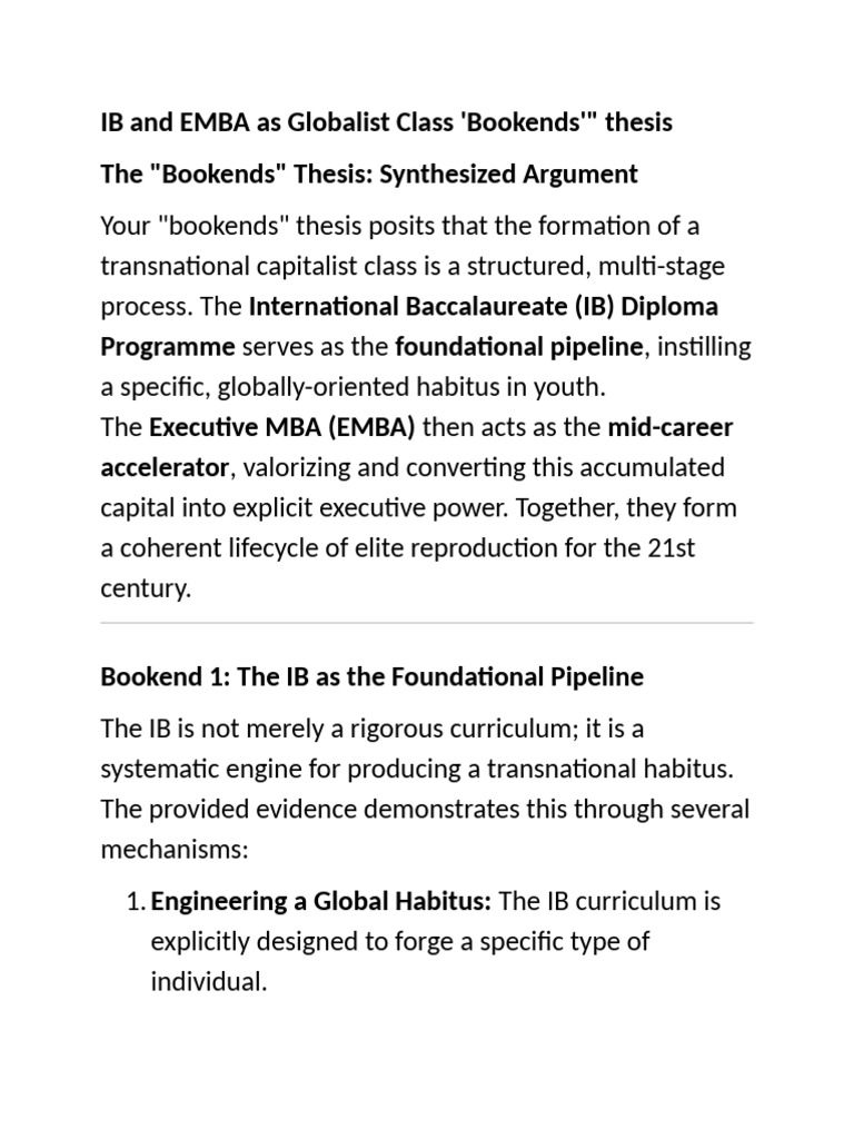 IB and EMBA: Elite Globalist Pipeline | PDF | Liberal Arts Education