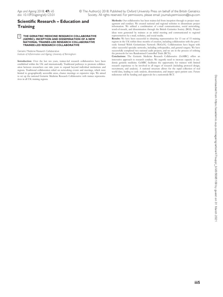 Scienti C Research Education and Training | PDF | Geriatrics ...