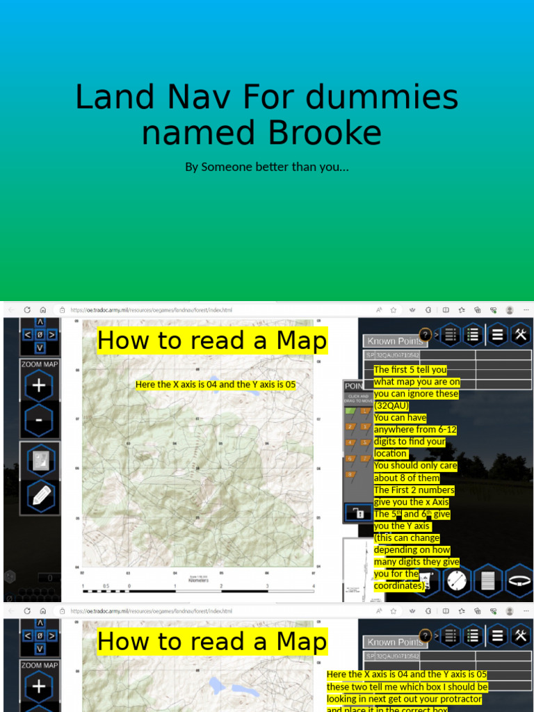 Land Nav For Dummies Named | PDF | Cartesian Coordinate System | Geometry