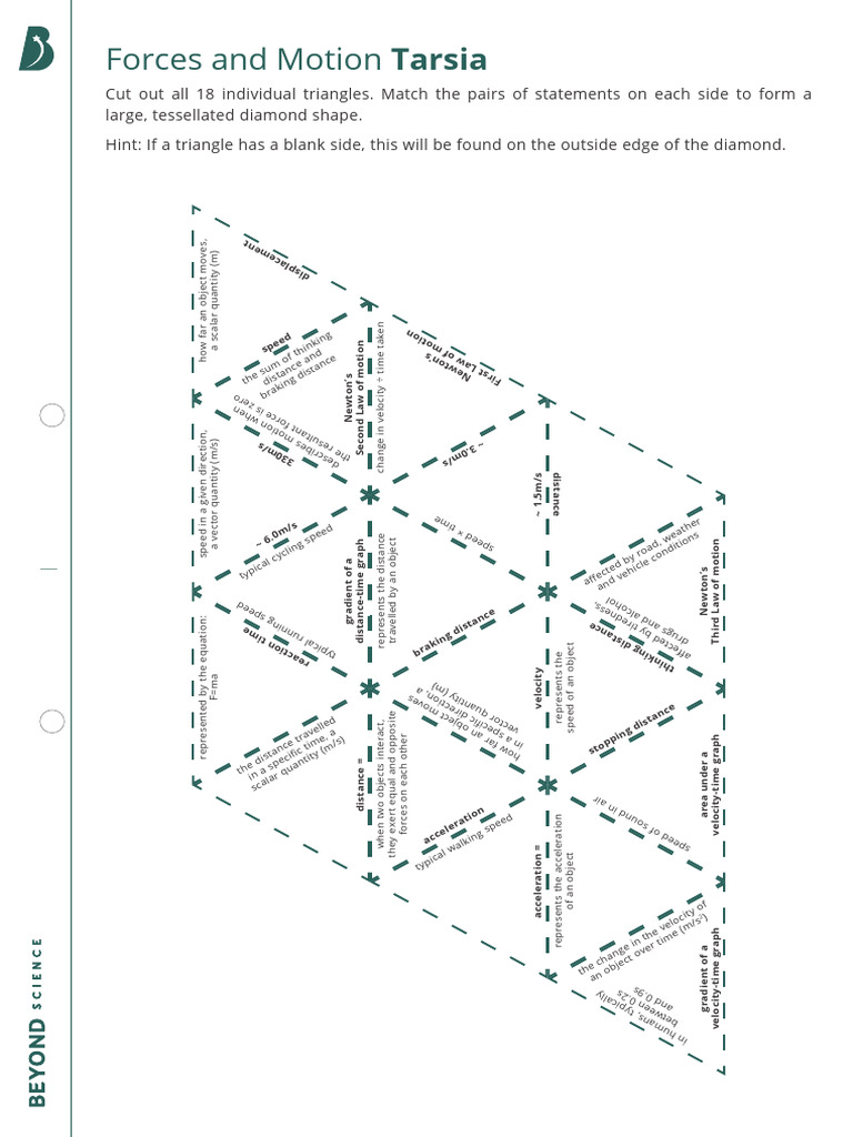 Forces and Motion Tarsia Activity | PDF | Mechanics | Euclidean Geometry