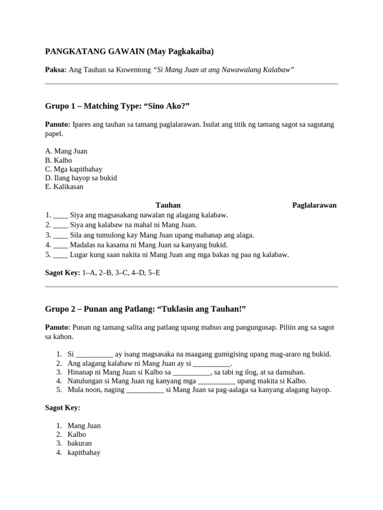 Pang Ka Tang Gawain | PDF