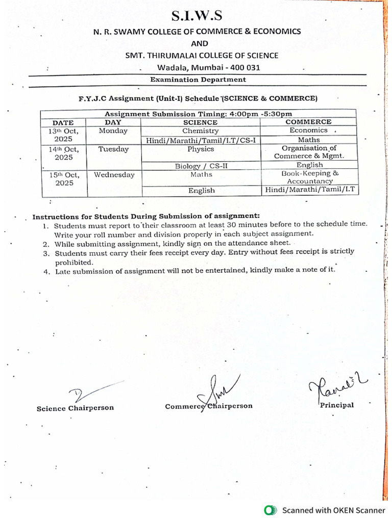 FYJC Unit Test 1 Science and Commerce | PDF
