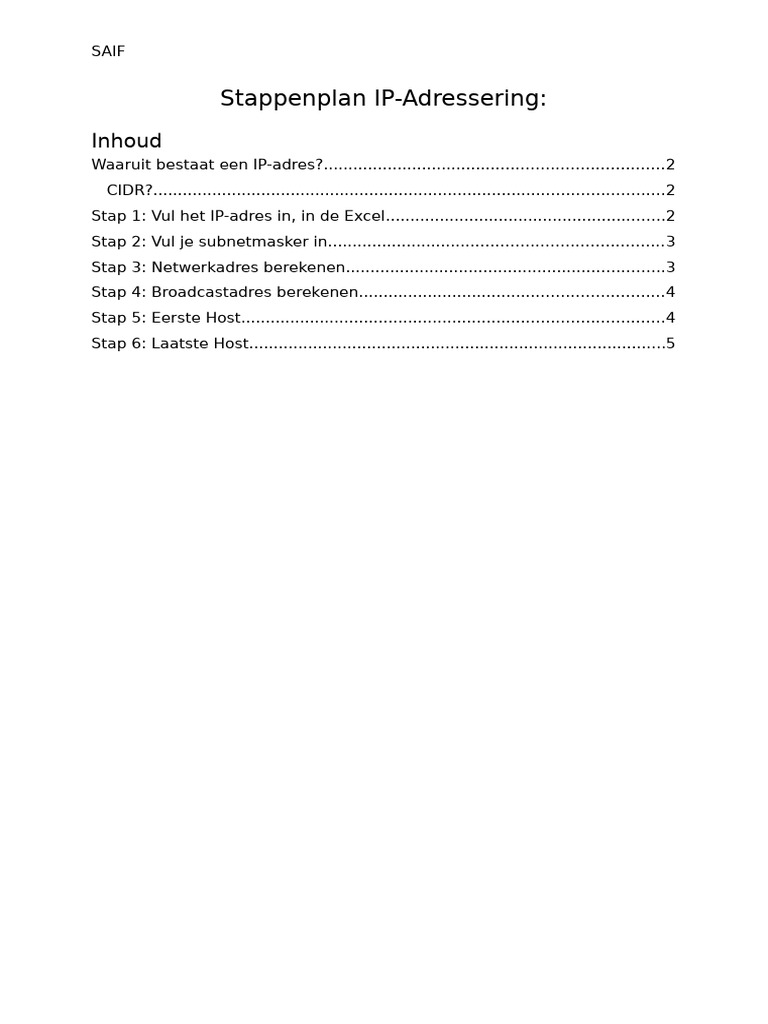 Stappenplan IP Adres Berekenen | PDF
