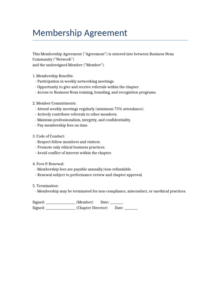 Membership Agreement | PDF