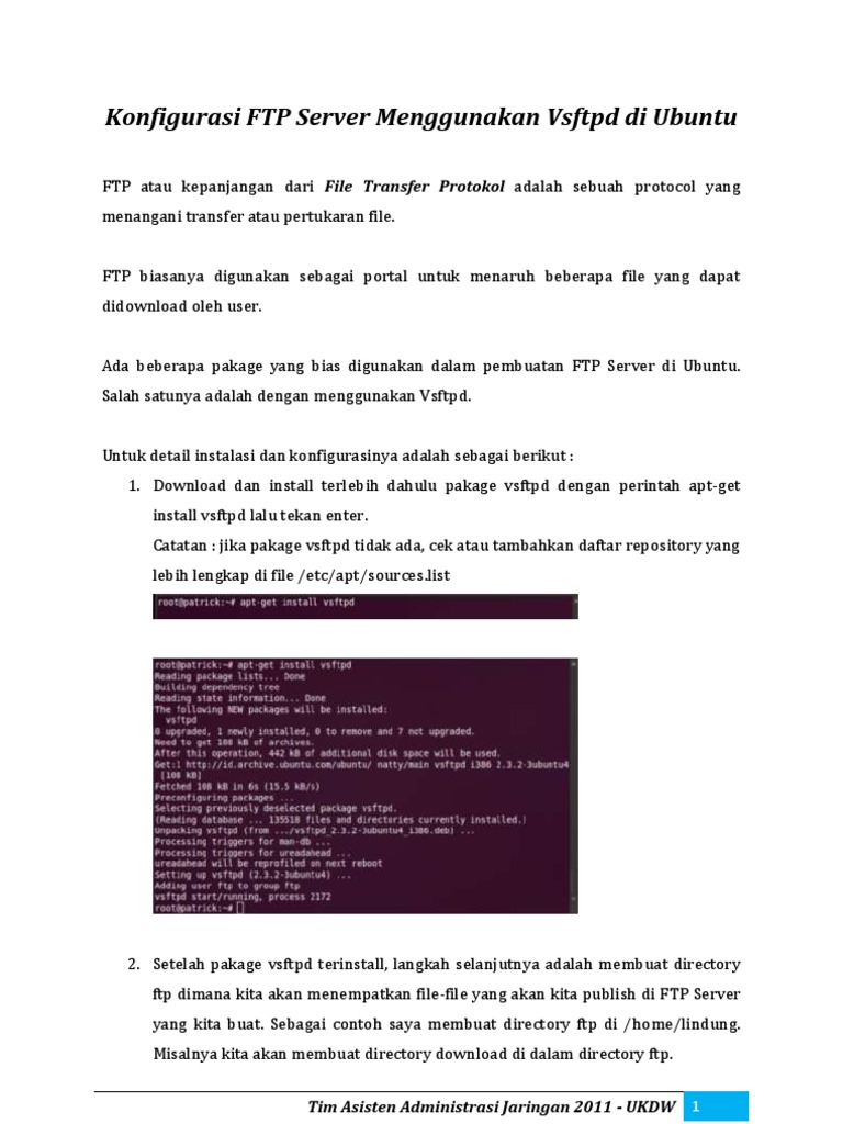 Konfigurasi FTP Server Menggunakan VSFTPD | PDF | Protokol Transfer File | Transmisi Data