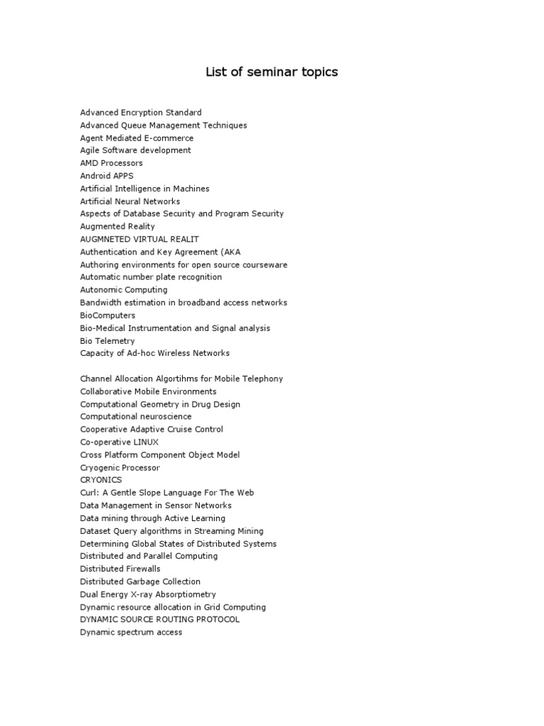 Seminar Topics in Technology and Computing | PDF | Wireless Sensor ...