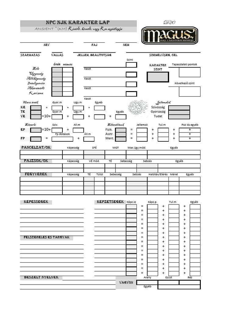 M.a.G.U.S. NPC NJK Karakter Lap | PDF
