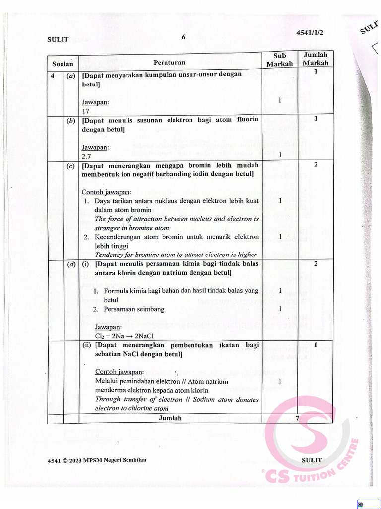 2023 Chemistry State Paper F4 C4 Ans | PDF