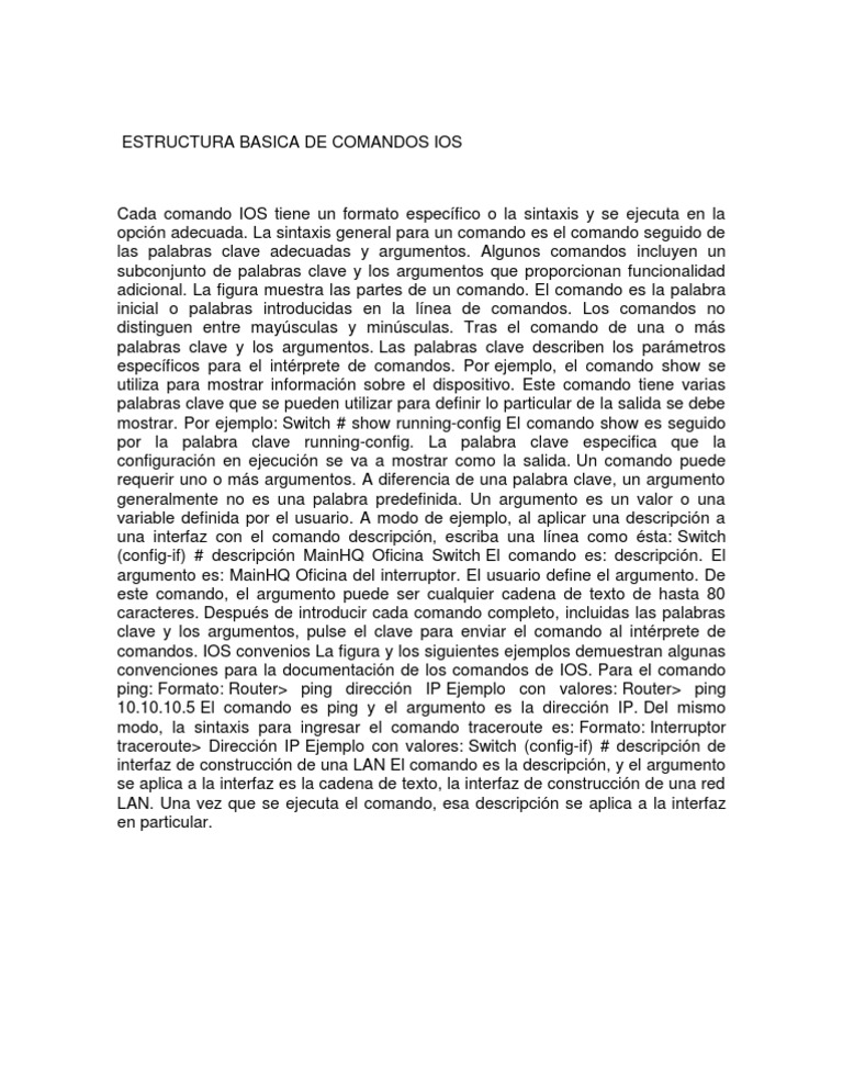 Estructura Basica de Comandos Ios Imprimir | PDF