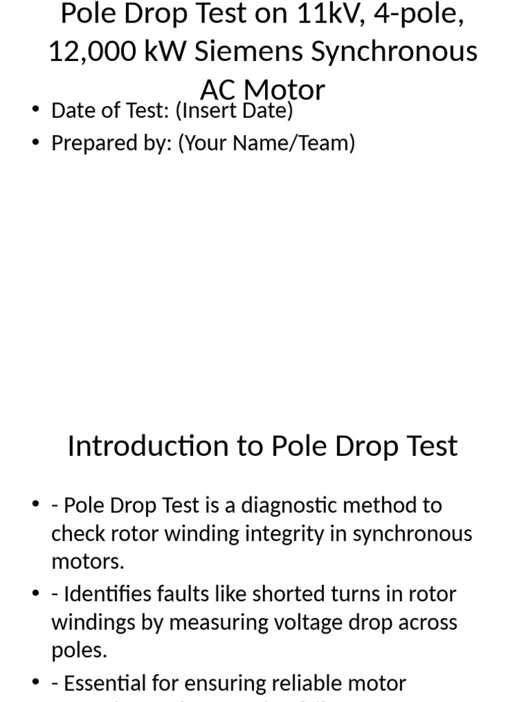 Pole Drop Test for Siemens 11kV Motor | PDF | Electric Motor ...