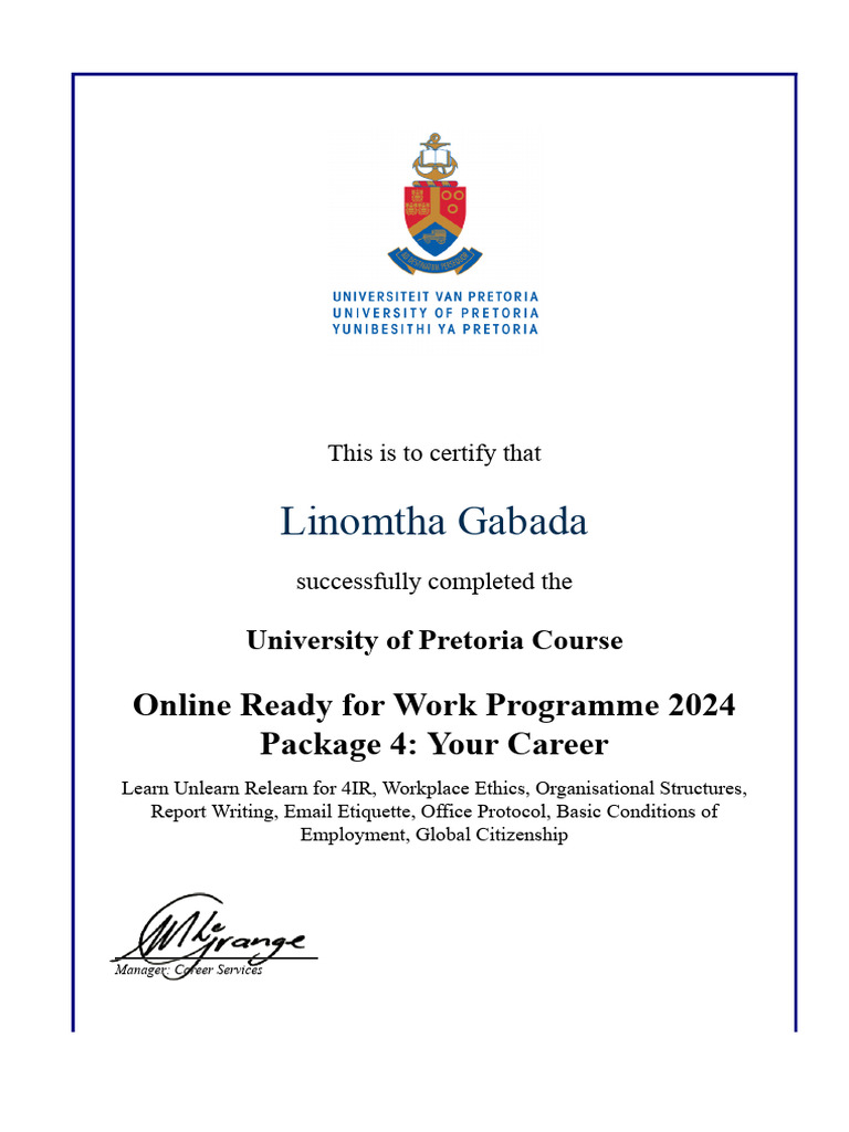 Record of Completion 22609114 Package 4 | PDF