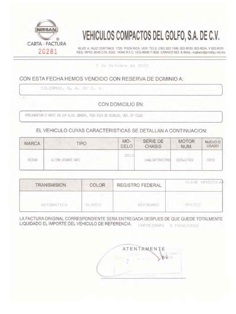 Carta Factura | PDF
