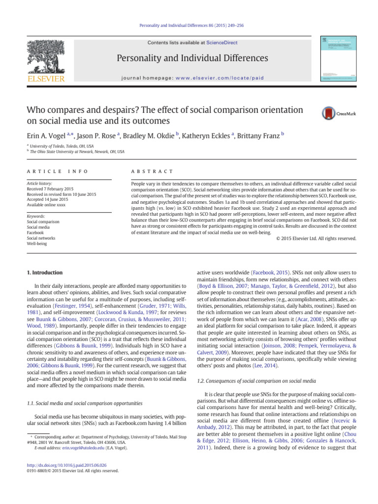 Who Compares and Despairs The Effect of Social Comparison Orientation ...