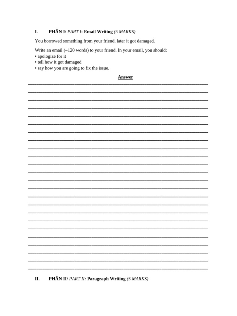 đề luyện tập viết lv2 | PDF