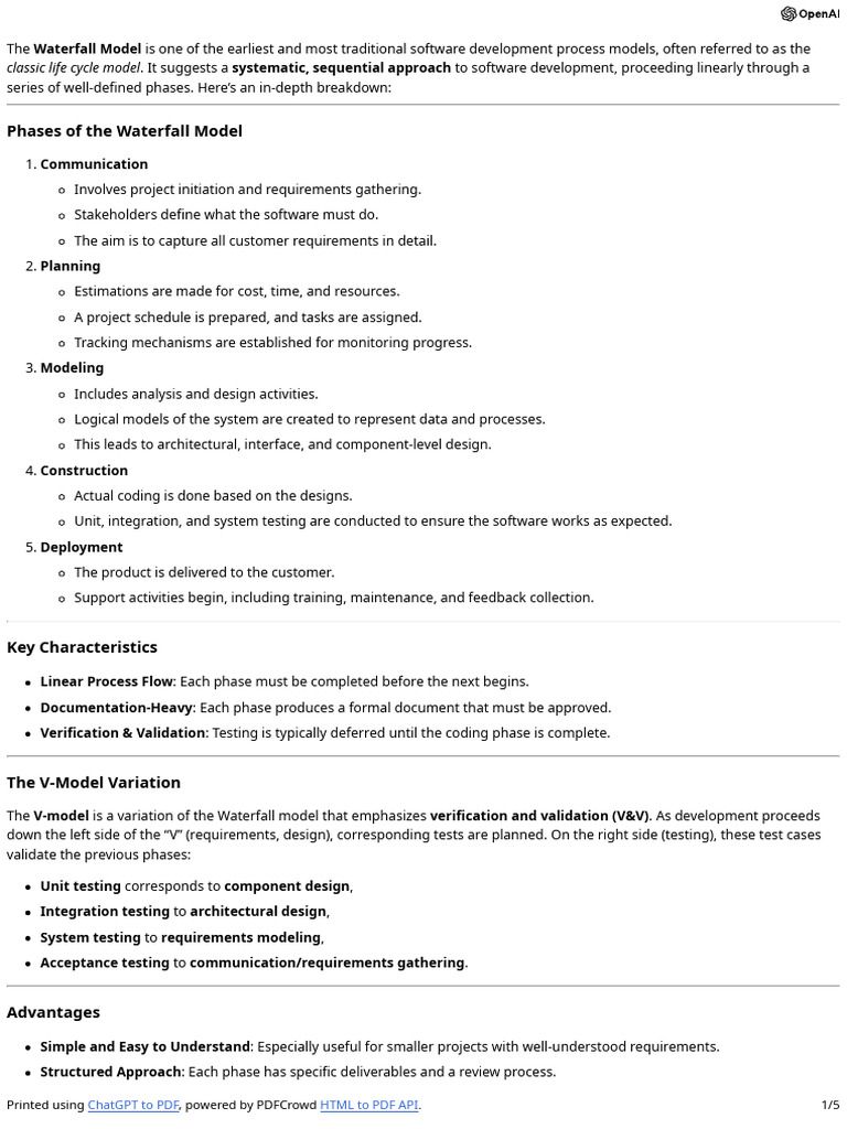Waterfall Model Overview | PDF | Usability | Agile Software Development