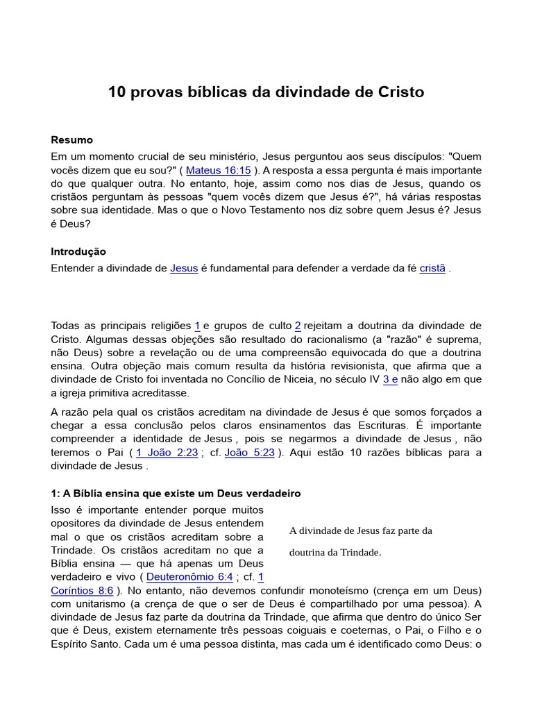 Provas Bíblicas da Divindade de Cristo | PDF | Jesus | Logos (cristianismo)