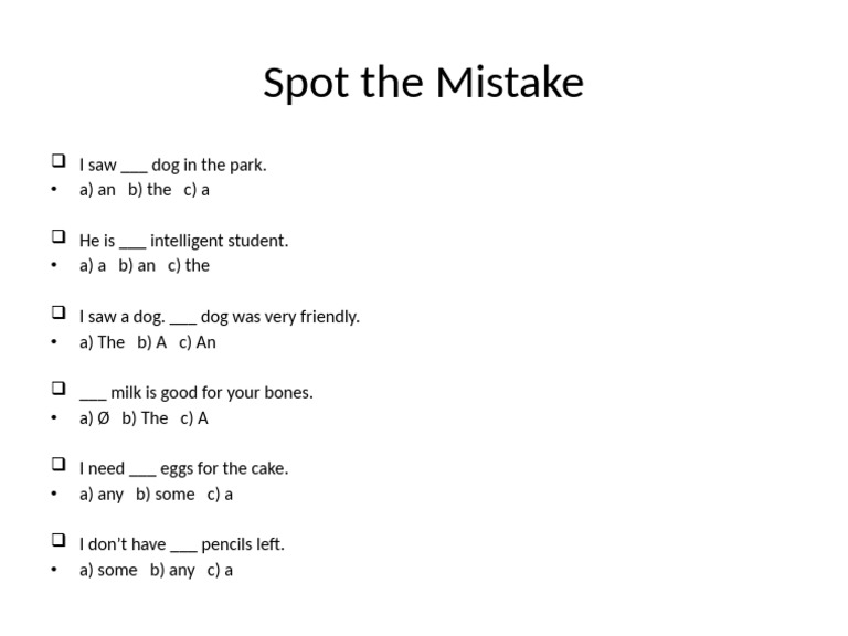 Spot The Mistake Slide | PDF