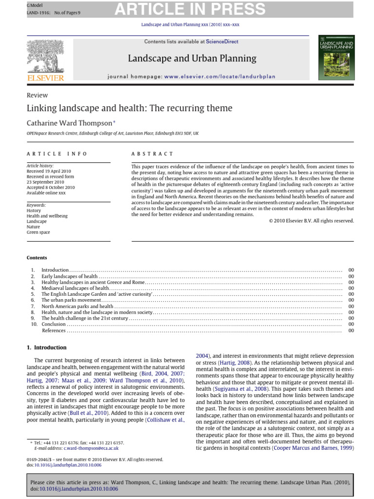 Landscape's Impact on Health History | PDF | Landscape