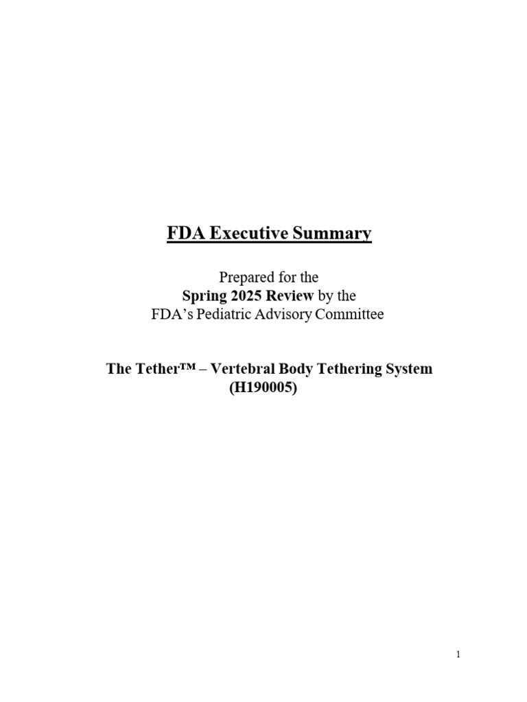 FDA Review of The Tether™ Device | PDF | Scoliosis | Pain