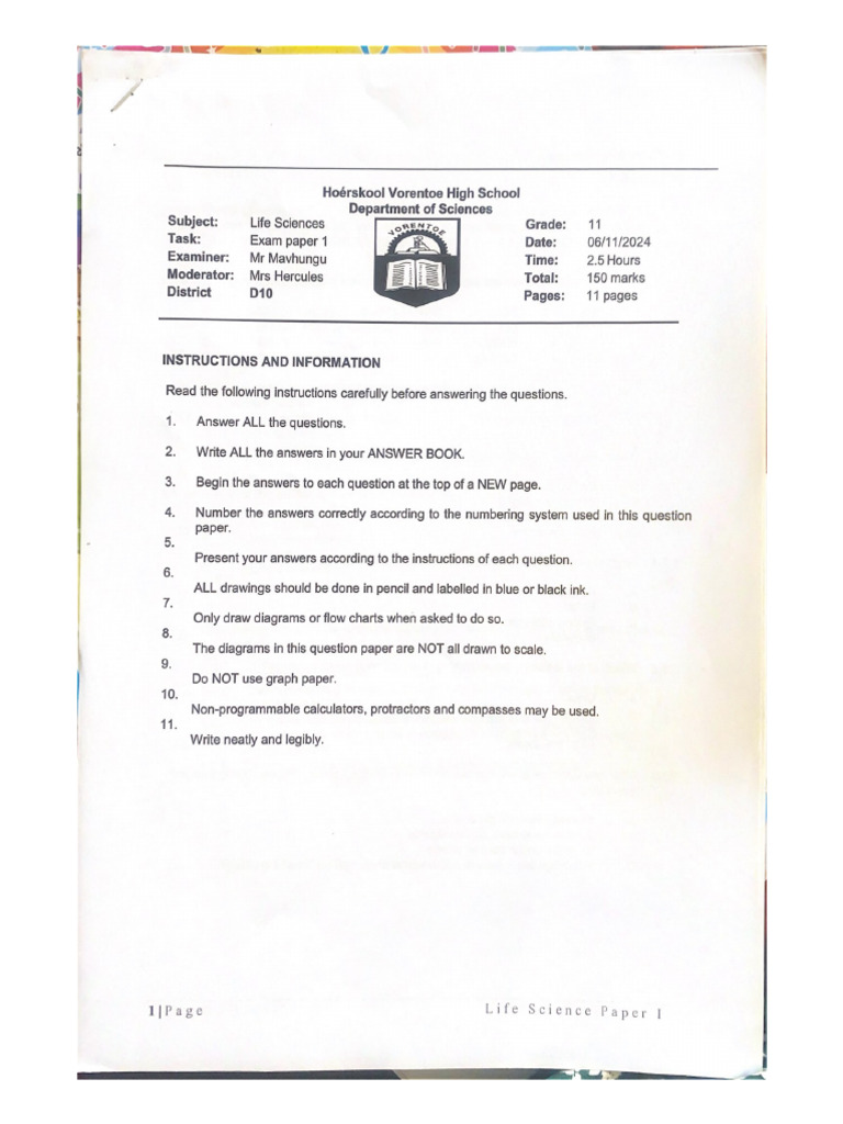 Life Sciences Paper 2 | PDF
