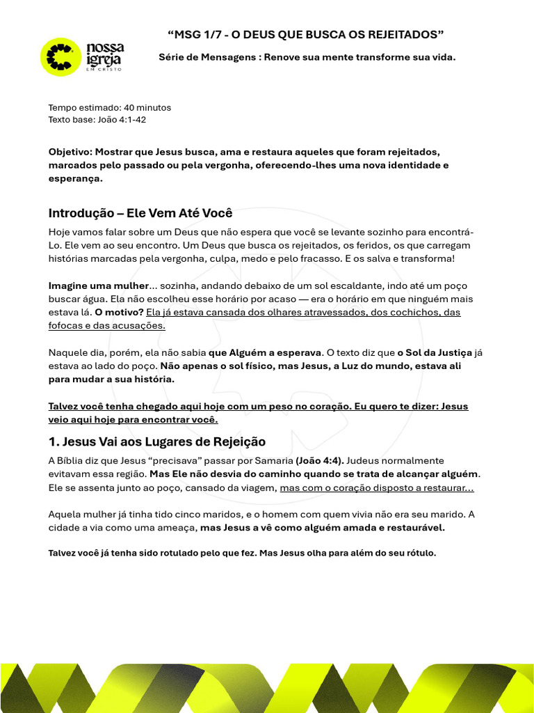 Jesus: O Deus que Restaura Rejeitados | PDF | Jesus | Amor