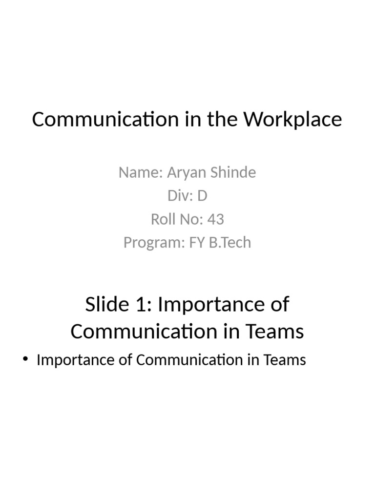 Communication in The Workplace | PDF