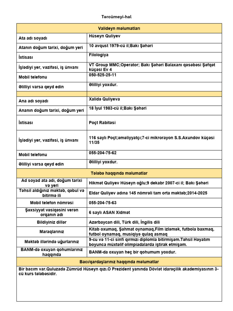Yeni Təcrümeyi - Hal Forma | PDF