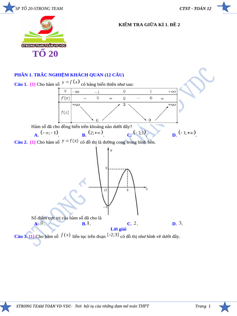 Đề 7Tổ-20-Đợt-2-CTST Sang Tac de GK1 Toan 12.ĐỀ 2 | PDF